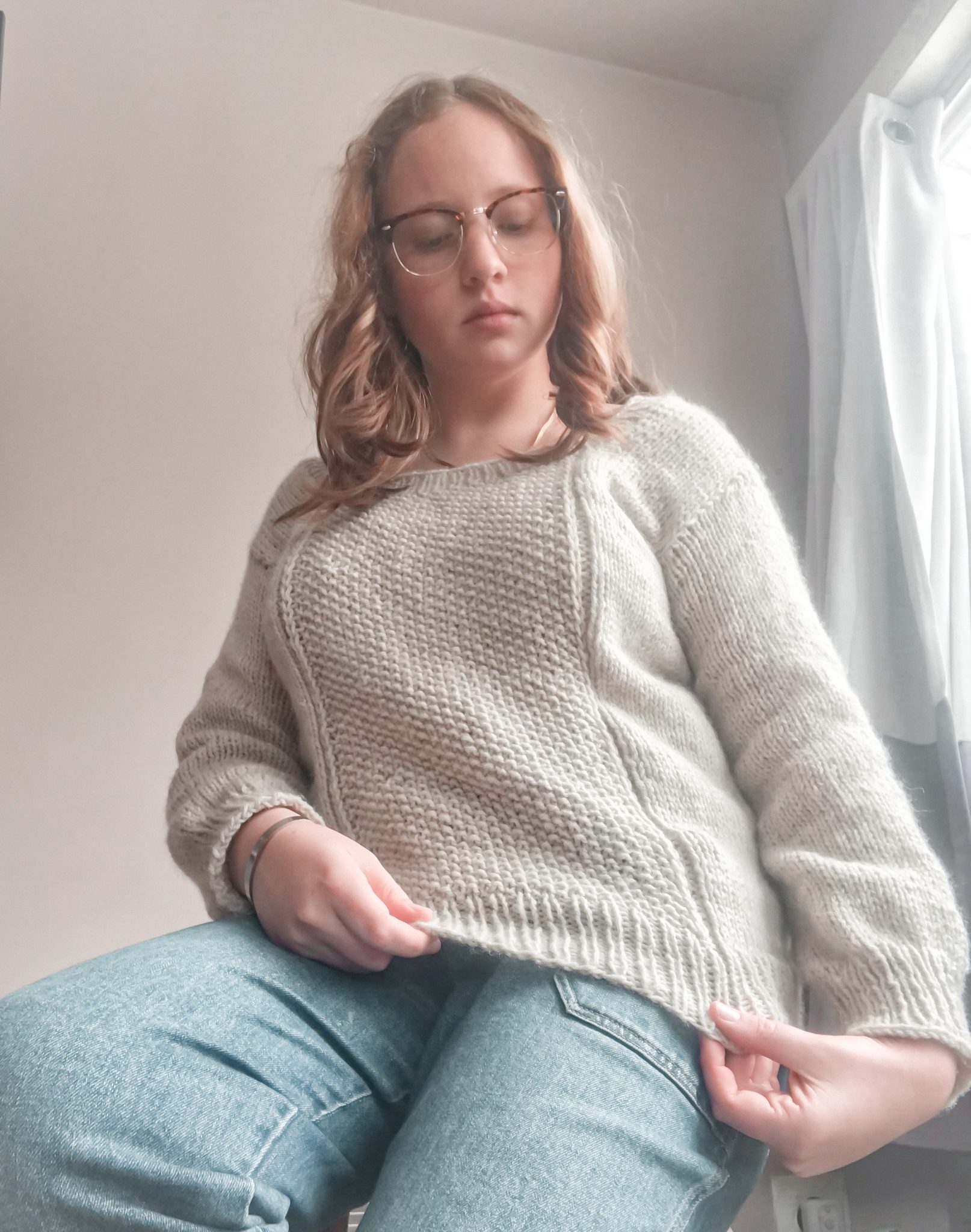 Partridge Pullover – Drop Shoulder Sweater with Center Seed Stitch ...