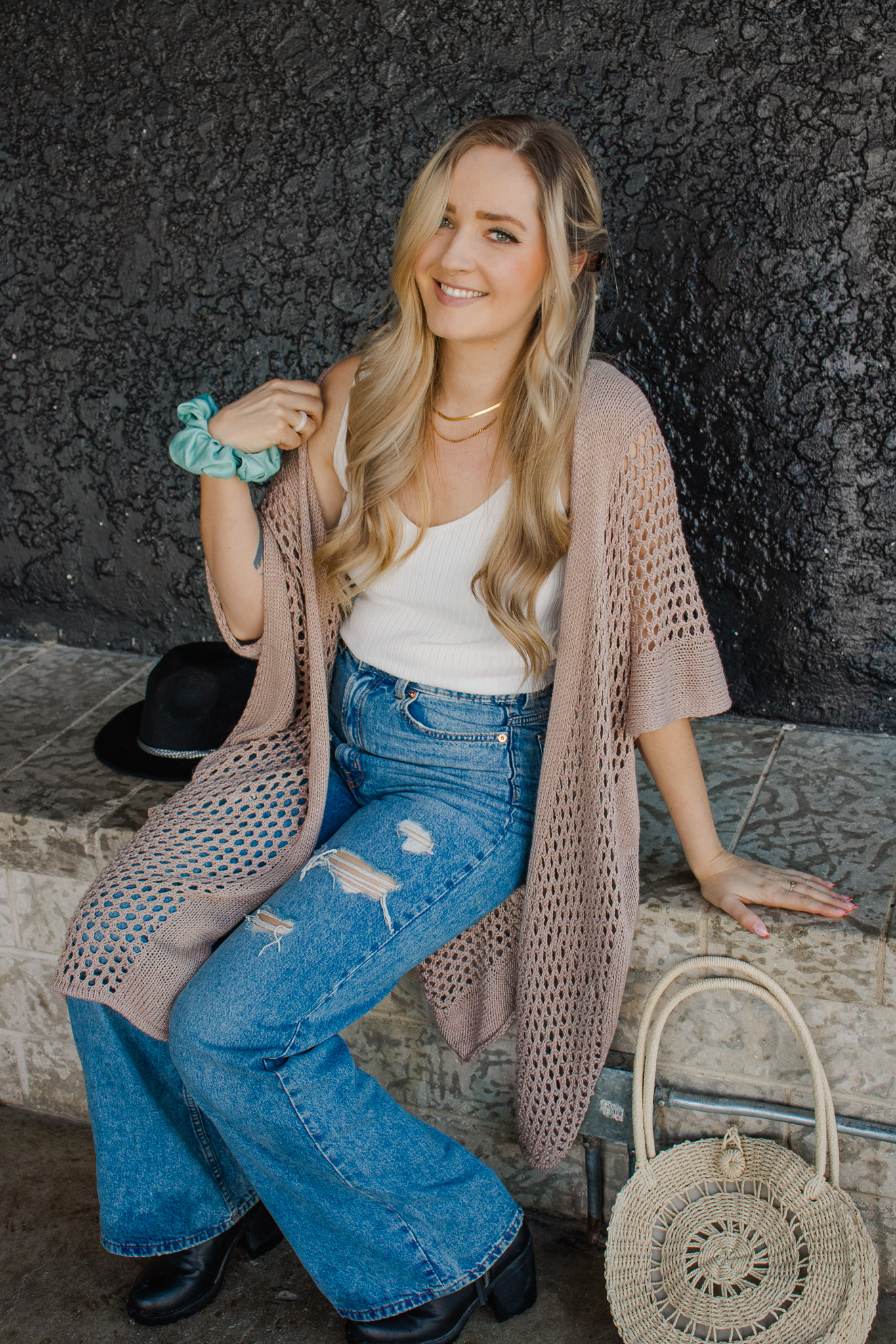 Coastline Cover-Up – Knitting Pattern for Lacy Bamboo Beach Cover Up ...