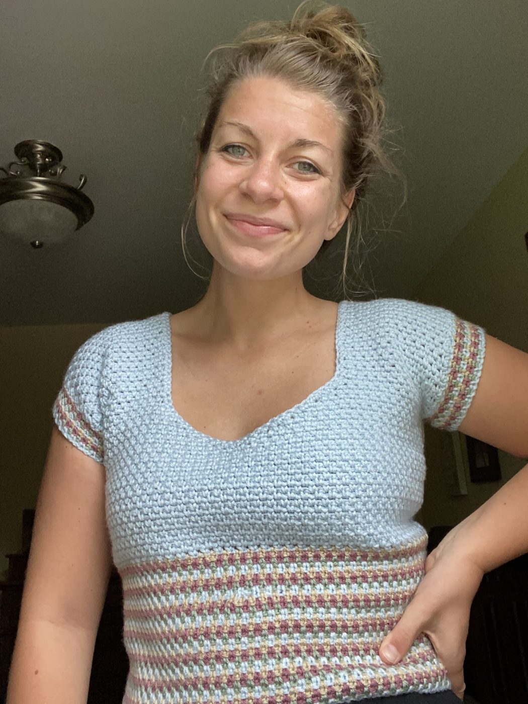 Jewel Tone Tee – Crochet Pattern for Colorful Linen Stitch Tee with ...