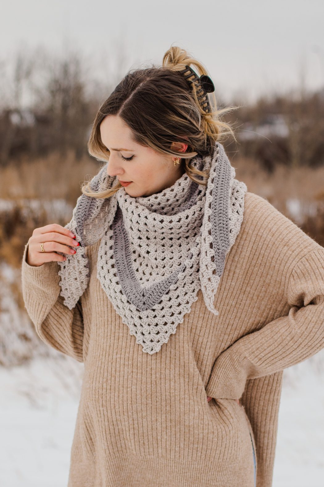 Birchmount Triangle Wrap – Crochet Pattern for Granny Triangle with ...