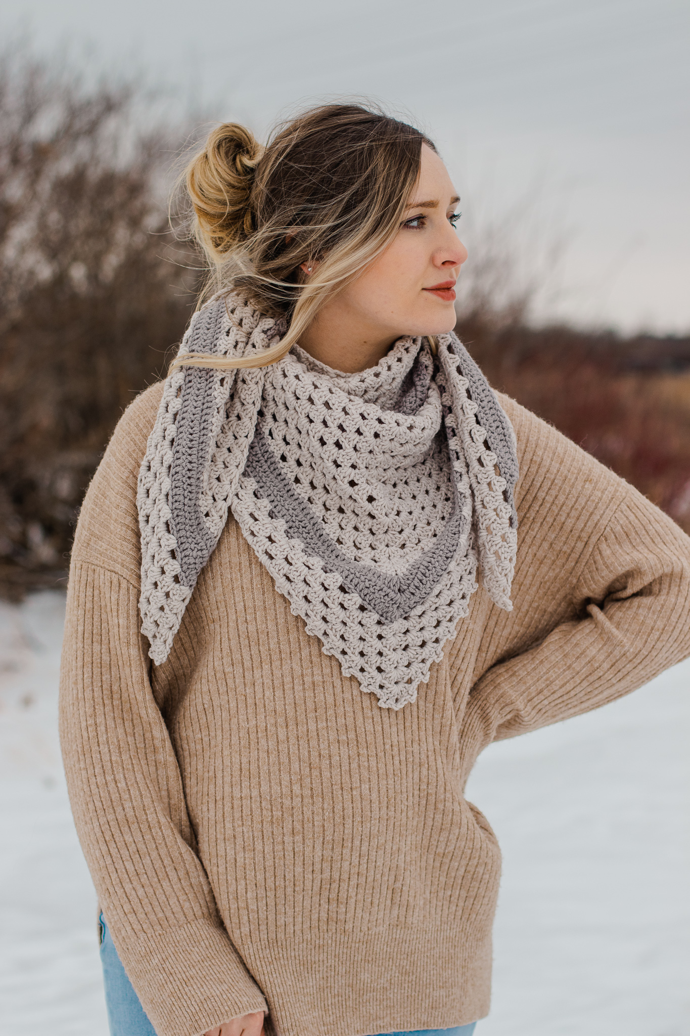 Birchmount Triangle Wrap – Crochet Pattern for Granny Triangle with ...