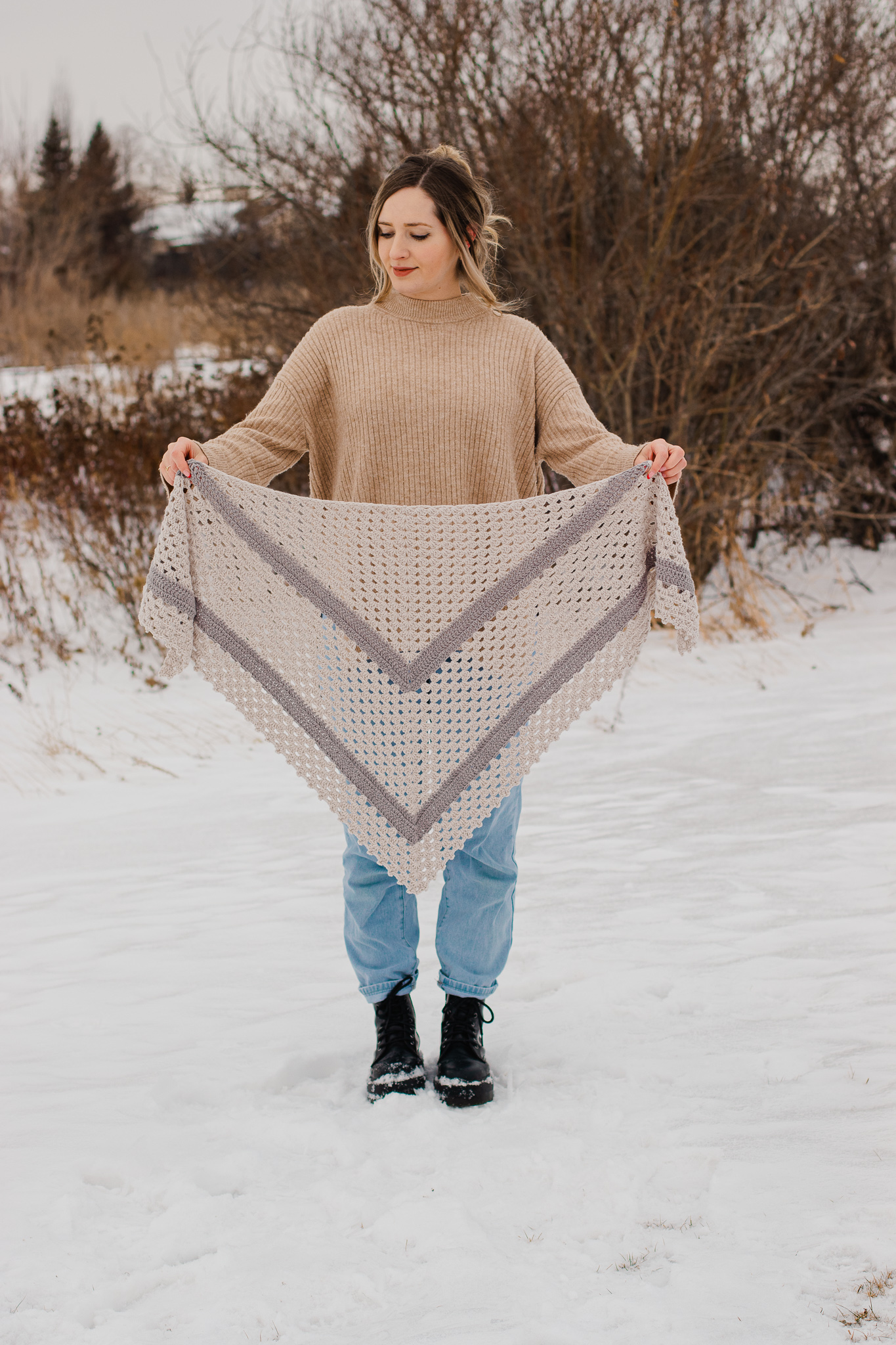 Birchmount Triangle Wrap – Crochet Pattern for Granny Triangle with ...