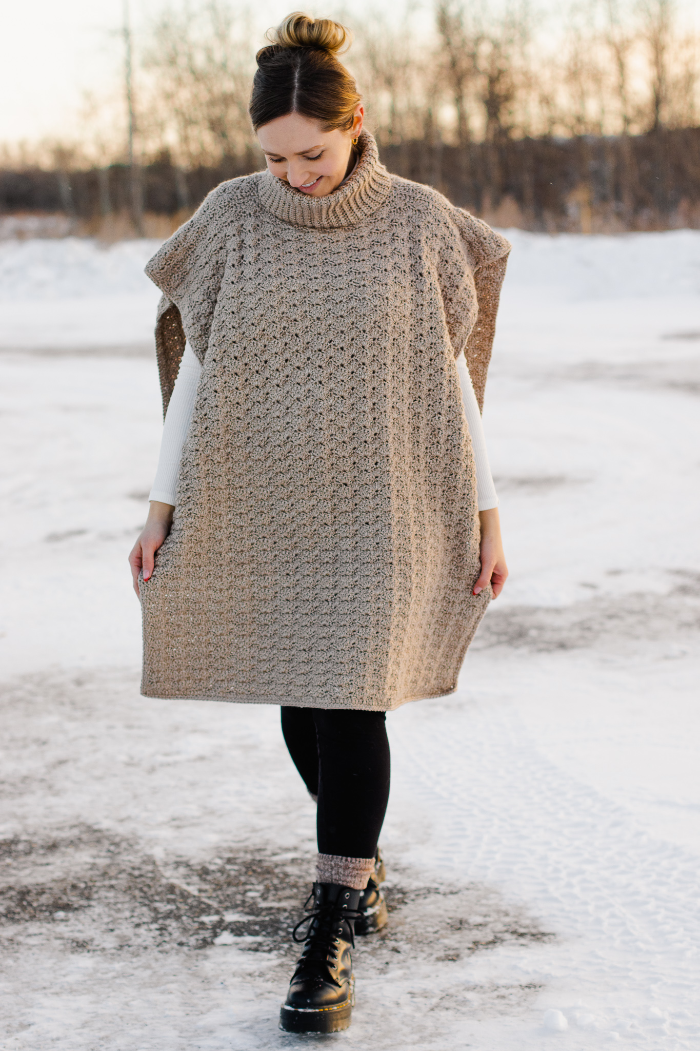 Northcross Poncho – Crochet Pattern for Shell Stitch Poncho with Ribbed ...