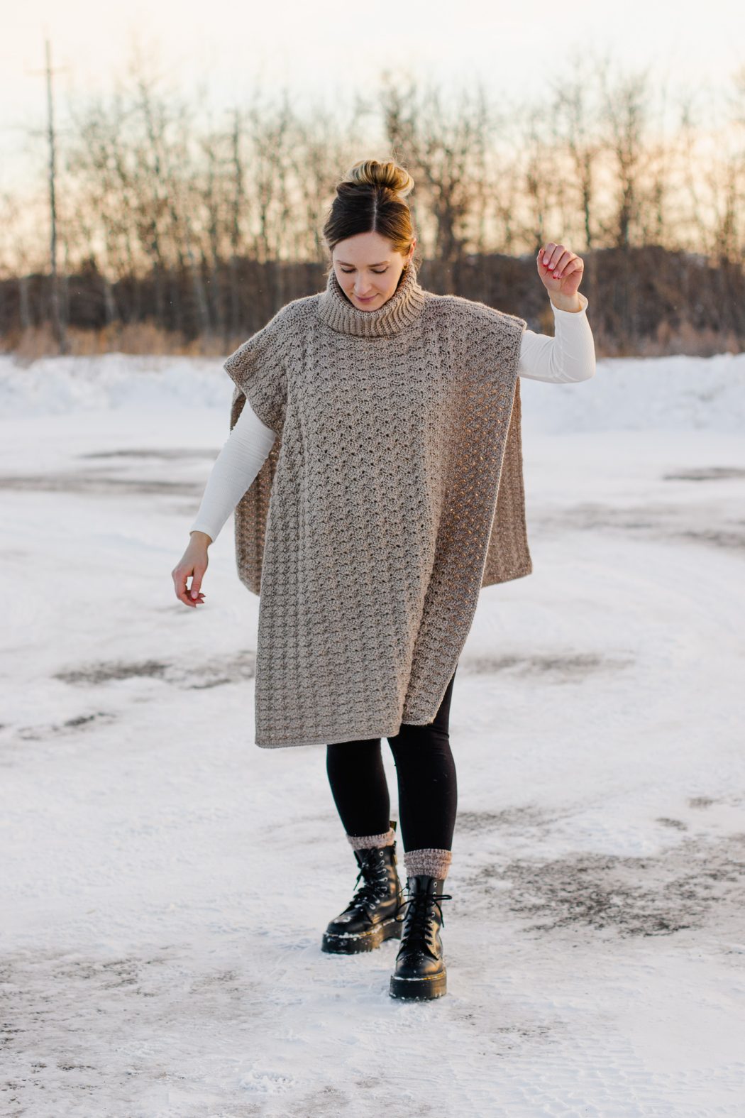 Northcross Poncho – Crochet Pattern for Shell Stitch Poncho with Ribbed ...