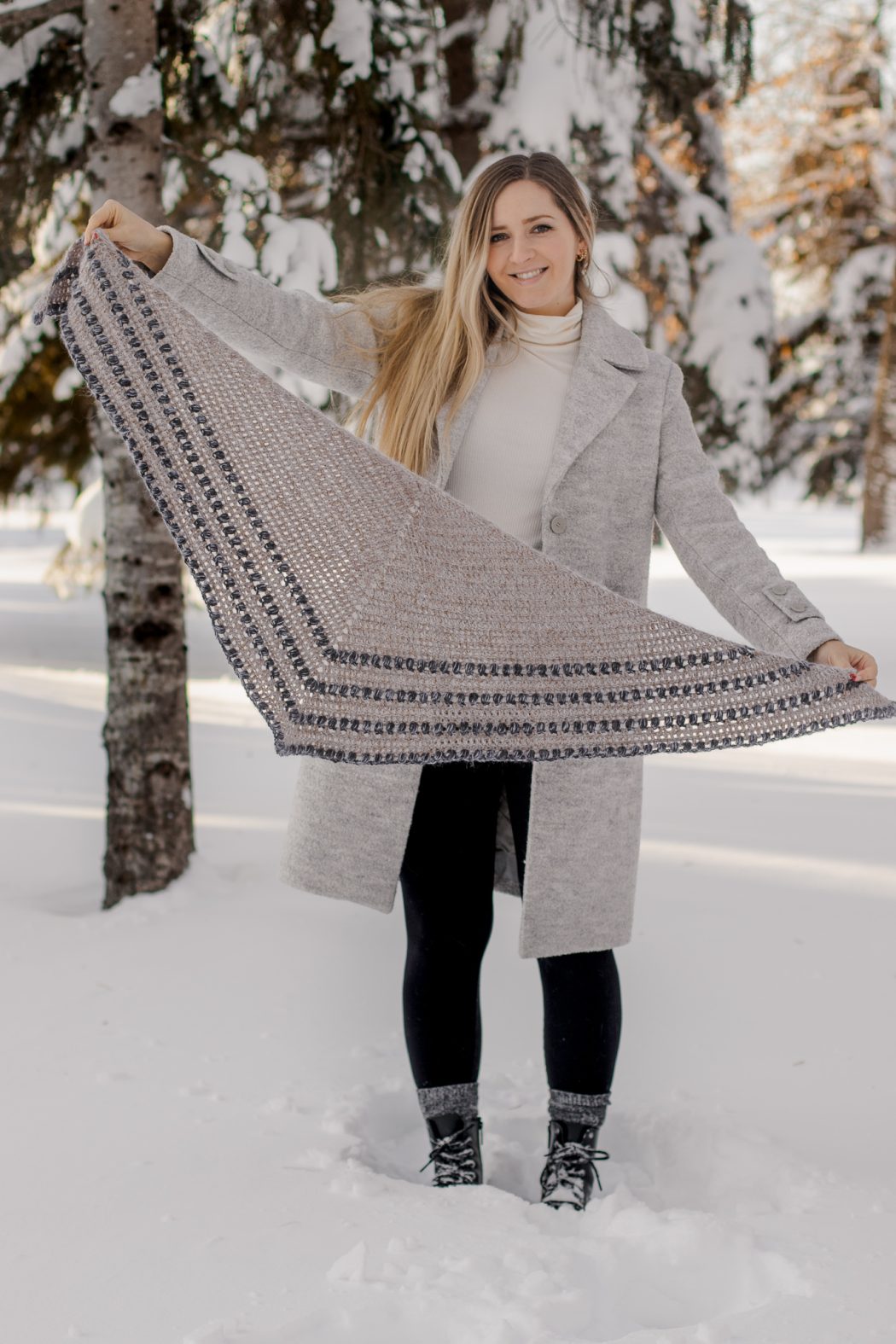 Arbor Grove Wrap – Crochet Pattern for Triangle Shawl with Puff Stitch ...